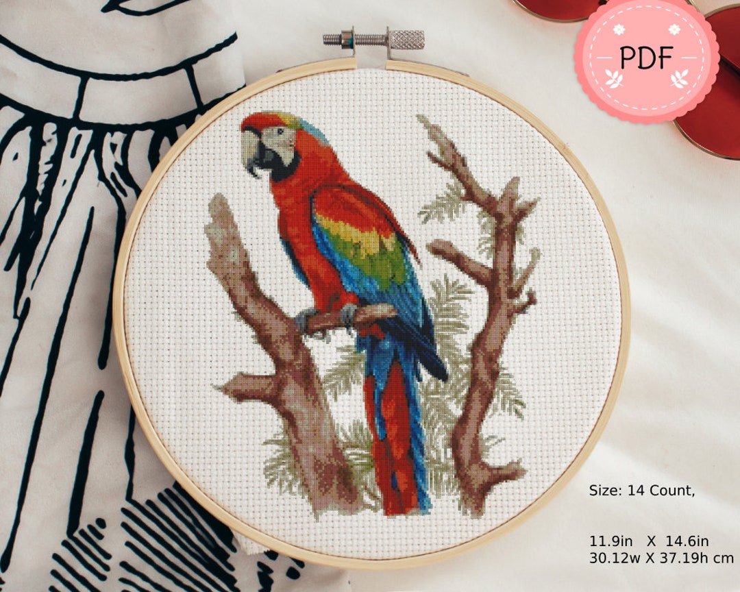 Parrot Cross Stitch Pattern , Pdf , Instant Download , Animal X Stitch ...