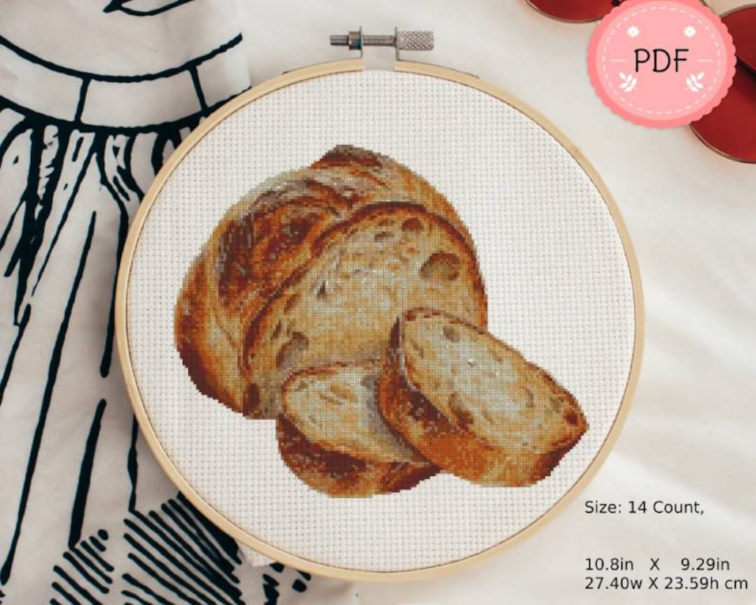 Italian Bread Cross Stitch Pattern: Watercolor Wheat Design (PDF) - Etsy