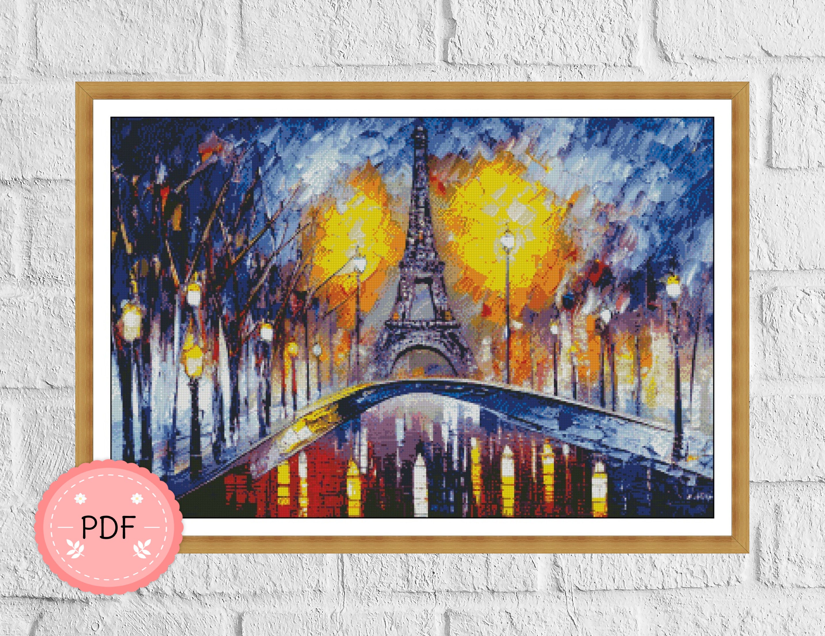 Paris Cross Stitch Pattern ,eiffel Tower,colorful Paris Painting, Pdf ...