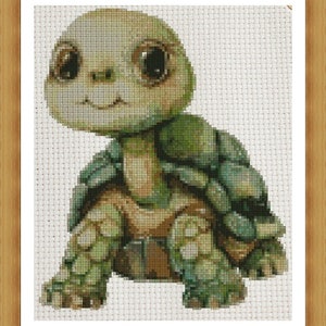 Cute Tortoise Cross Stitch Pattern, Watercolor Turtle (PDF) - Etsy