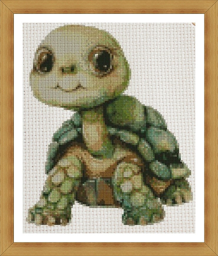 Cute Tortoise Cross Stitch Pattern, Watercolor Turtle (PDF) - Etsy