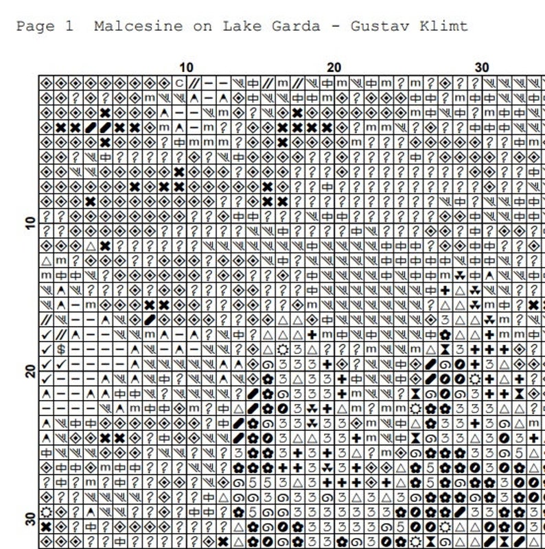 Cross Stitch Pattern Gustav Klimt , Malcesine on Lake Garda ,pdf ...
