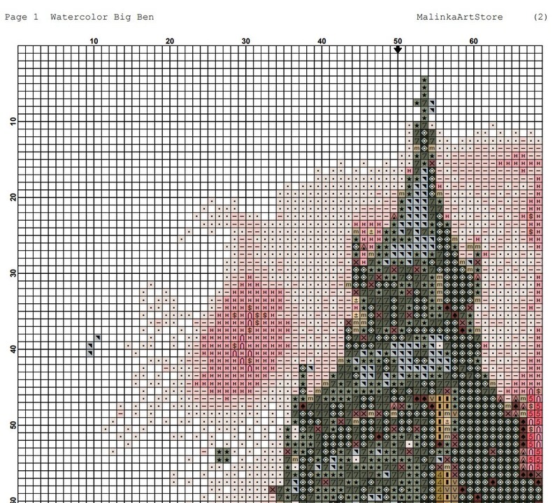 London Cross Stitch Pattern,watercolor Big Ben, Pdf Instant Download ...
