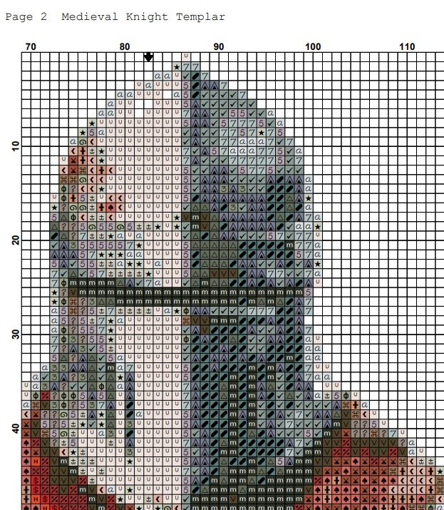 Cross Stitch Pattern,medieval Knight Templar, Pdf Instant Download ...
