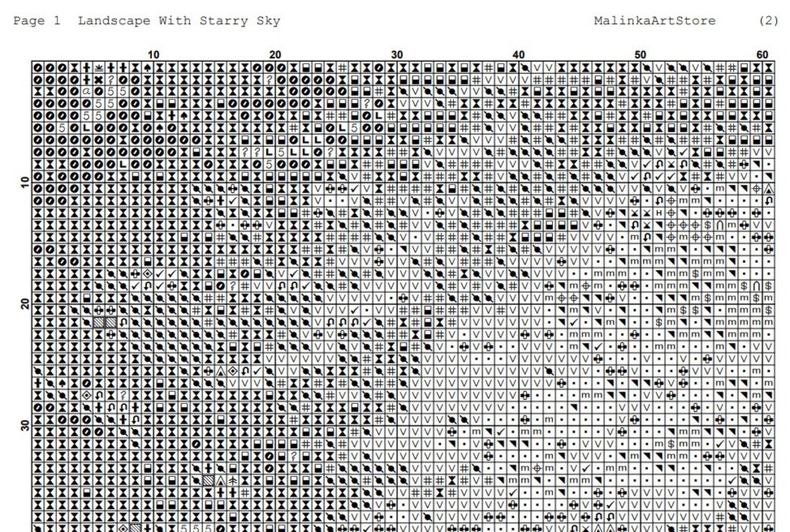 Cross Stitch Pattern,landscape With Starry Sky,pdf,instant Download,the ...