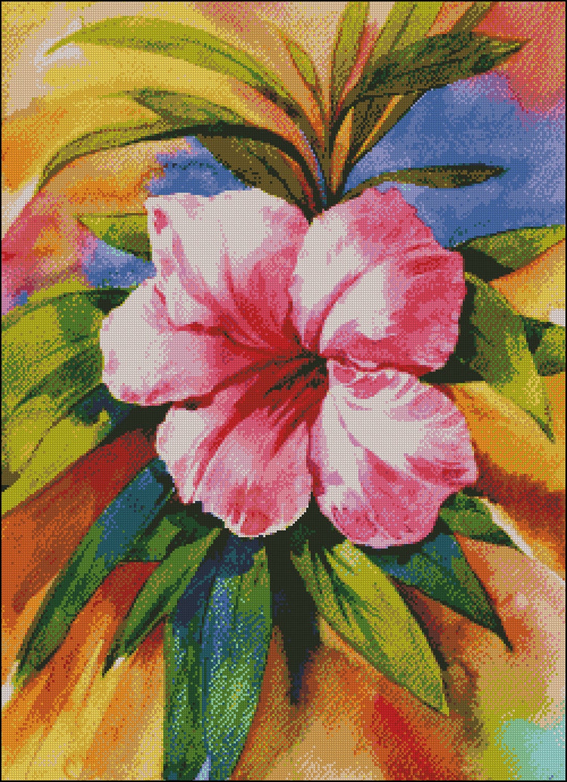 Watercolor Hibiscus Cross Stitch Pattern, Pdf Instant Download , Floral ...