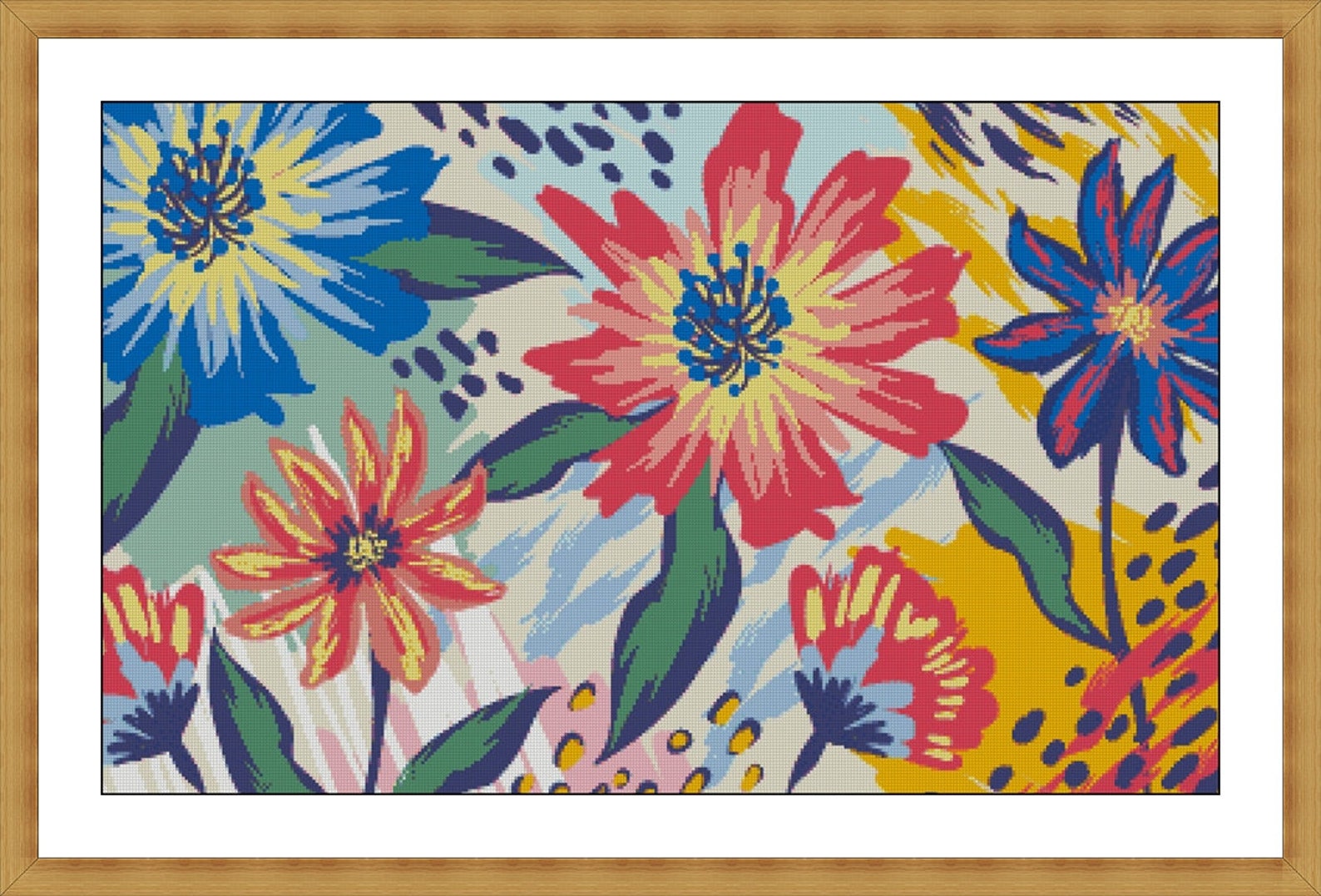 Colorful Flowers Cross Stitch Pattern , Digital Download , X Stitch ...