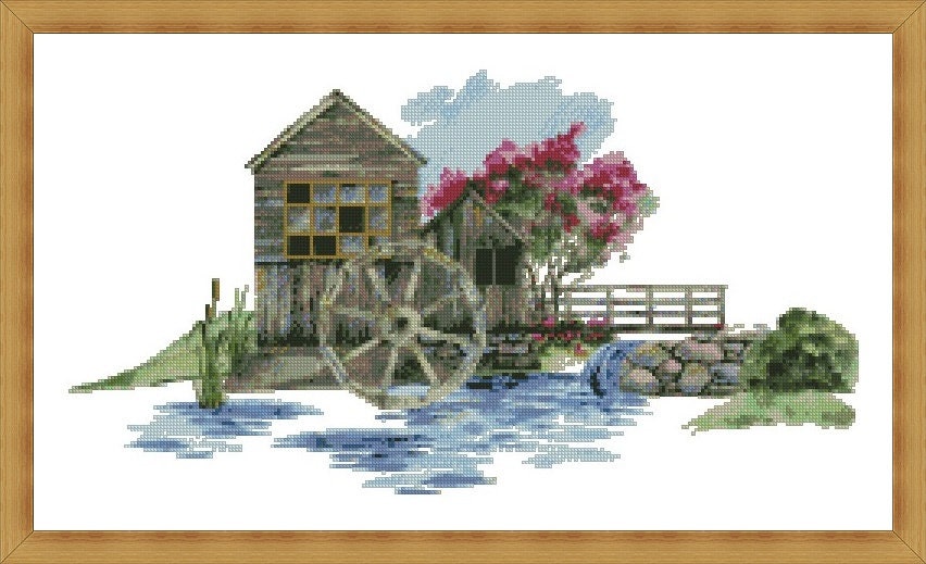 Watermill Watercolor Cross Stitch Pattern ,pdf Format,instant Download ...