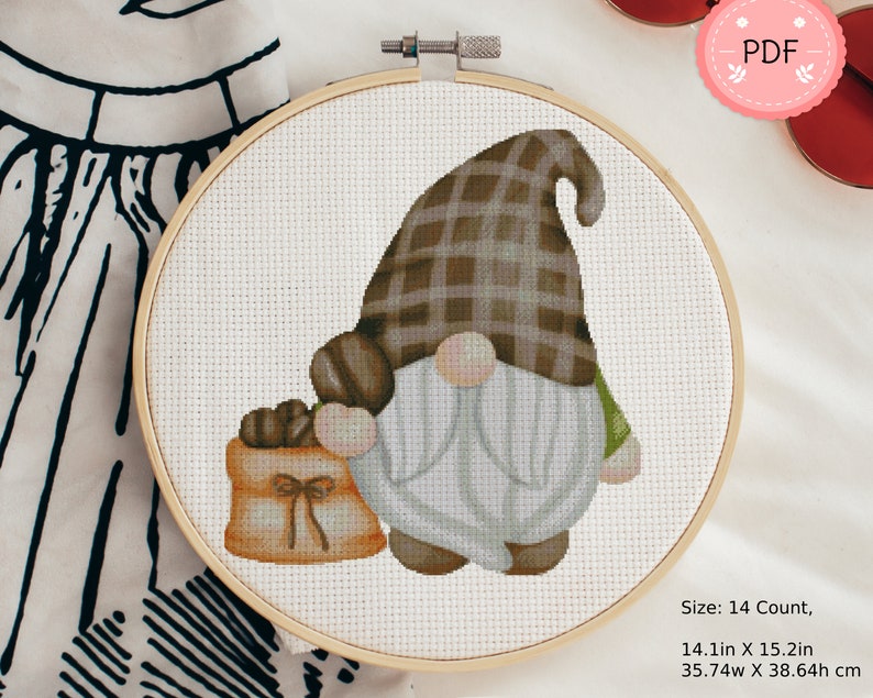 Gnome Cross Stitch Pattern , Coffee Gnome,instant Download , X Stitch ...
