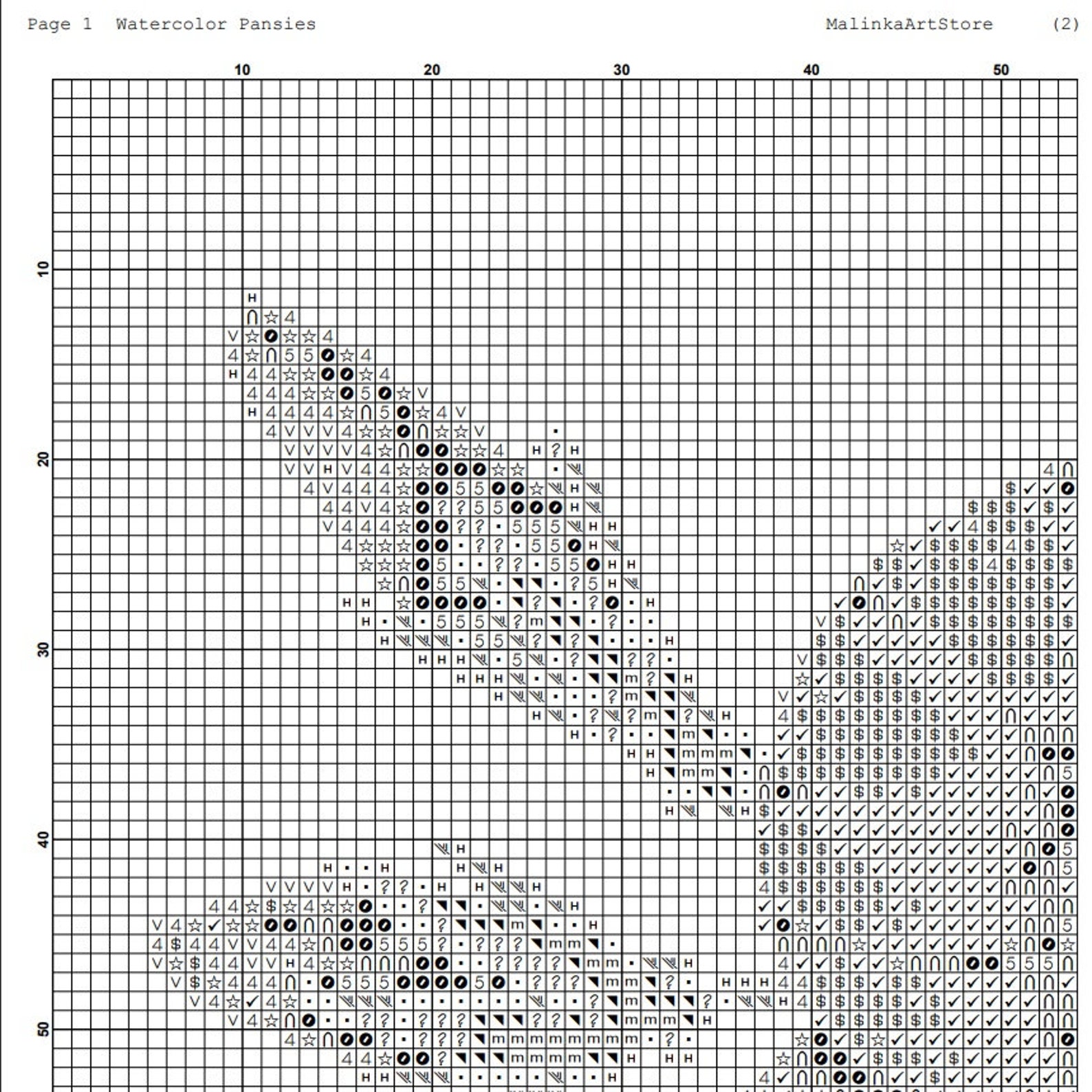 Pansies Cross Stitch Pattern, Pdf ,instant Download , Floral X Stitch ...