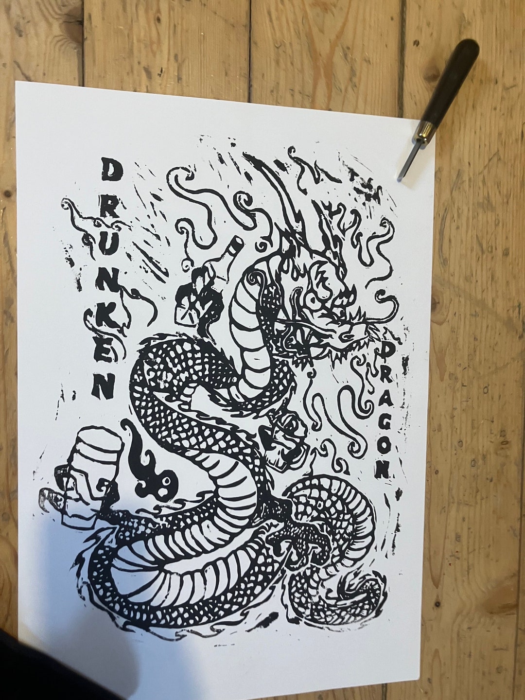 Drunken Dragon Print - Etsy
