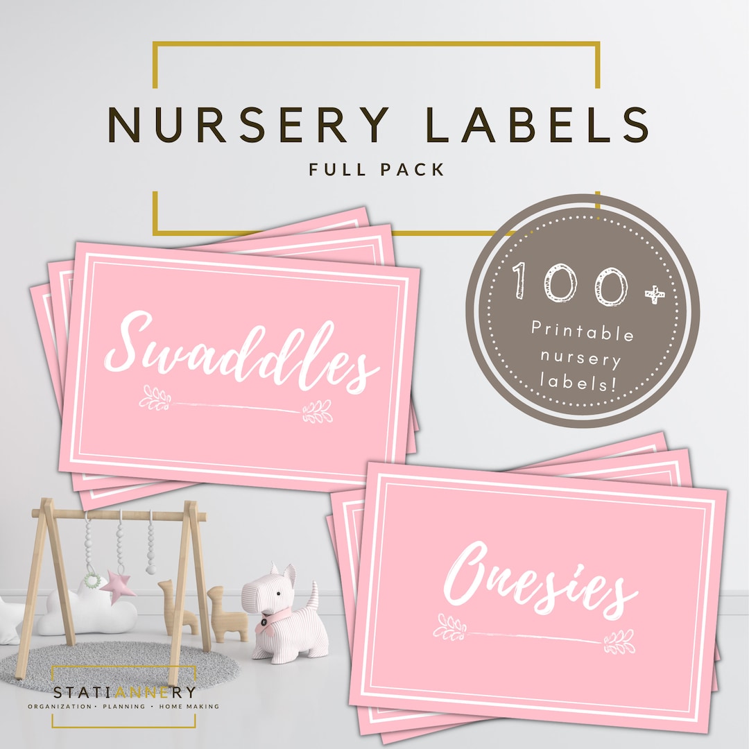 Set of +100 Pink Printable Labels for Baby Girl or Toddler, Baby Labels ...