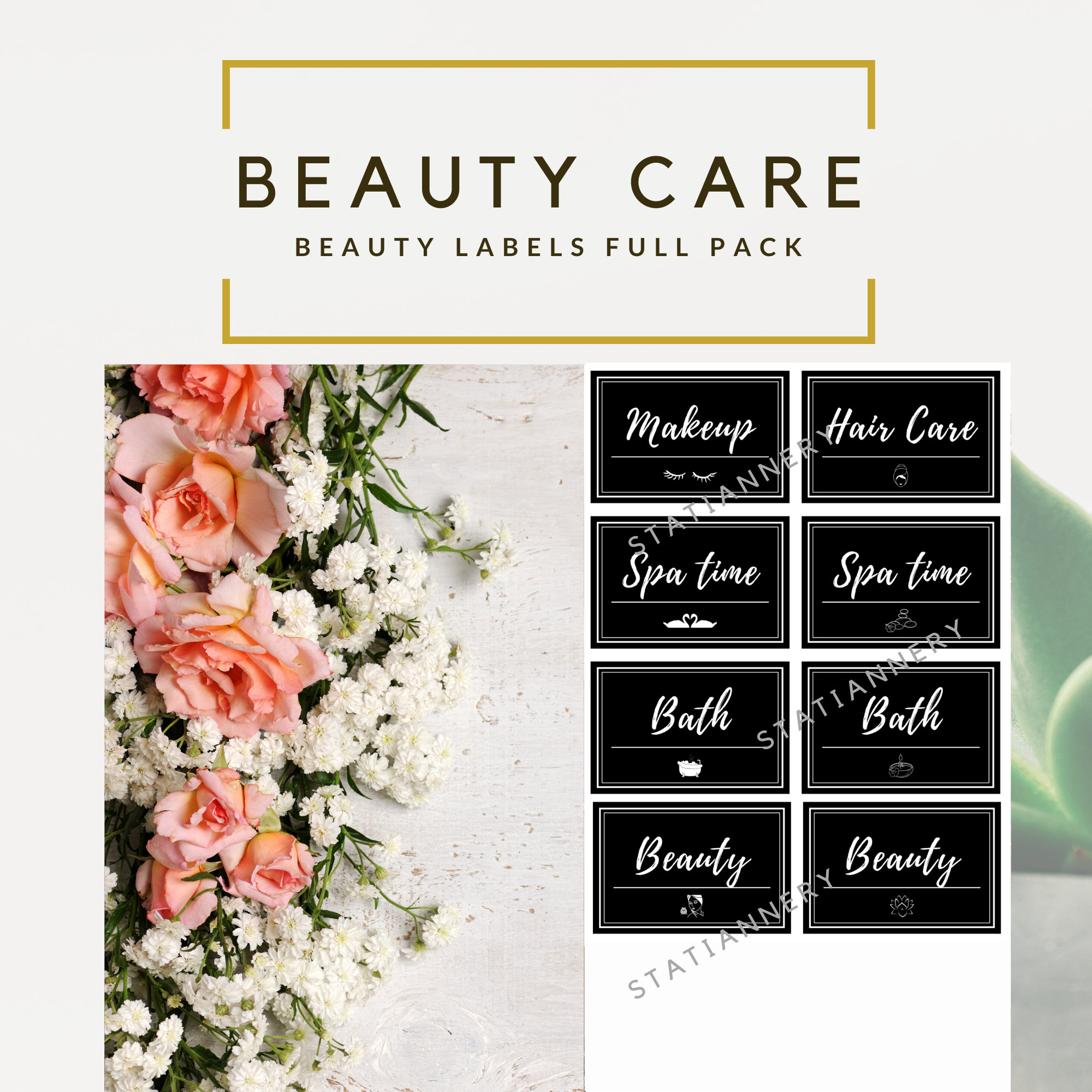 Beauty Care Labels, Bathroom Cabinet Labels, Beauty Routine Labels ...