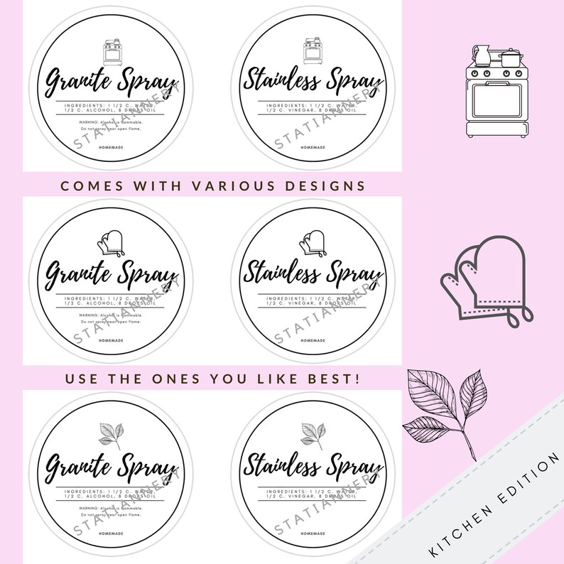 Kitchen Cleaners Labels, House Cleaning Labels, All Purpose Cleaner ...