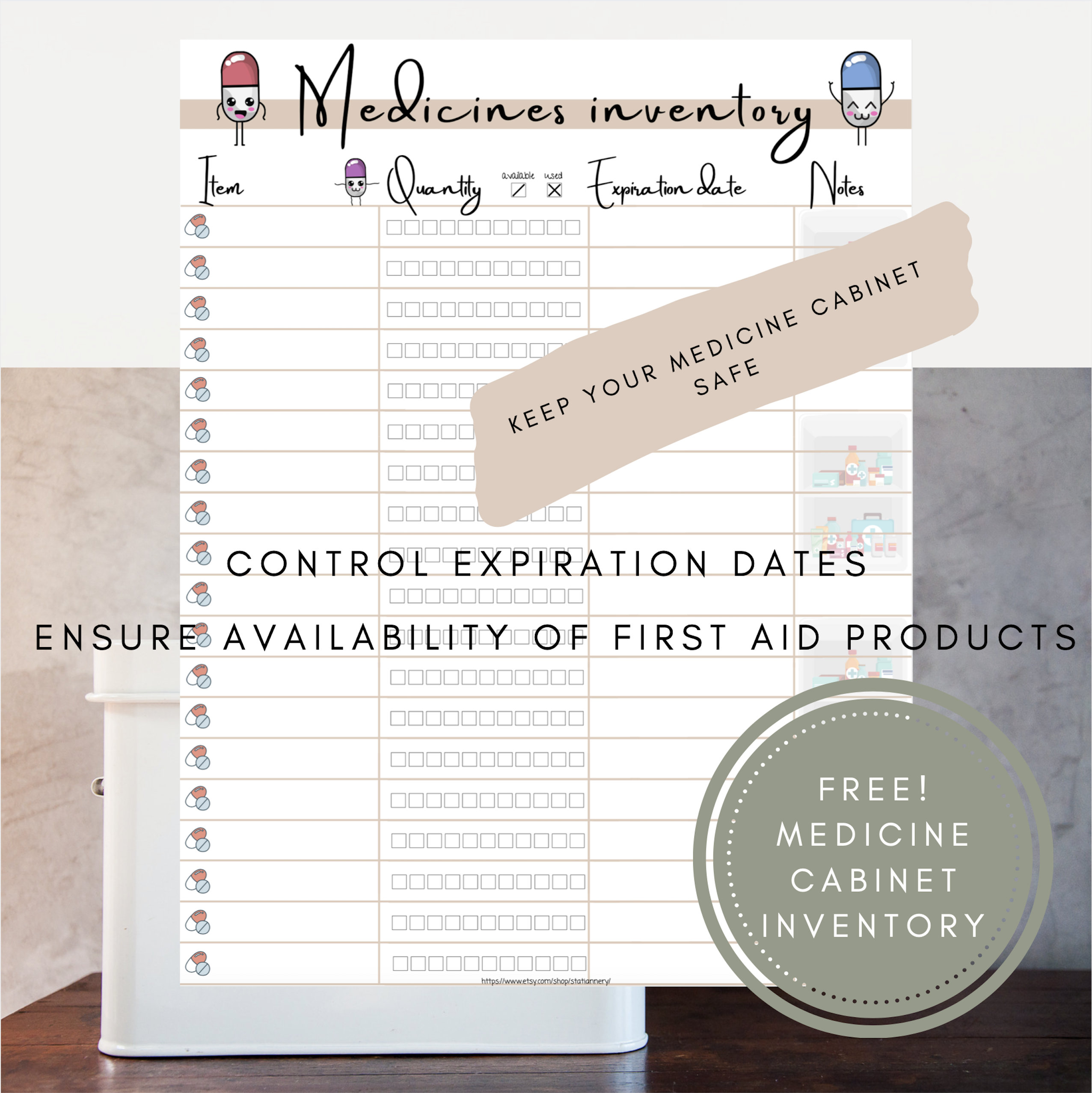Printable Medicine Cabinet Labels, First Aid Organizer (PDF) - Etsy