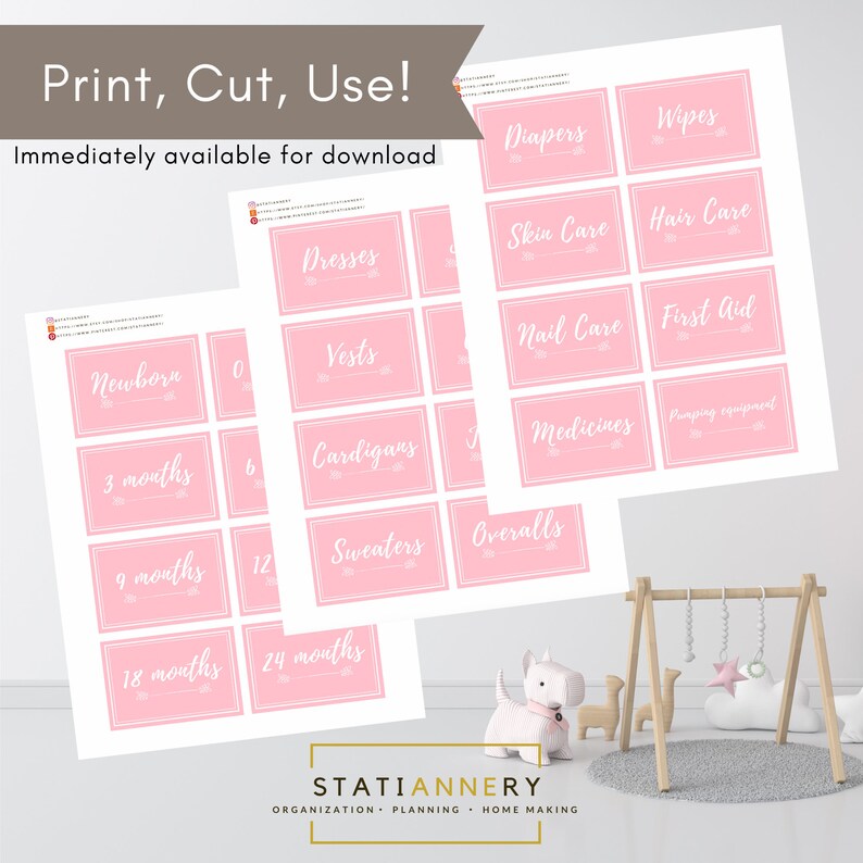 Set of 100 Pink Printable Labels for Baby Girl or Toddler - Etsy