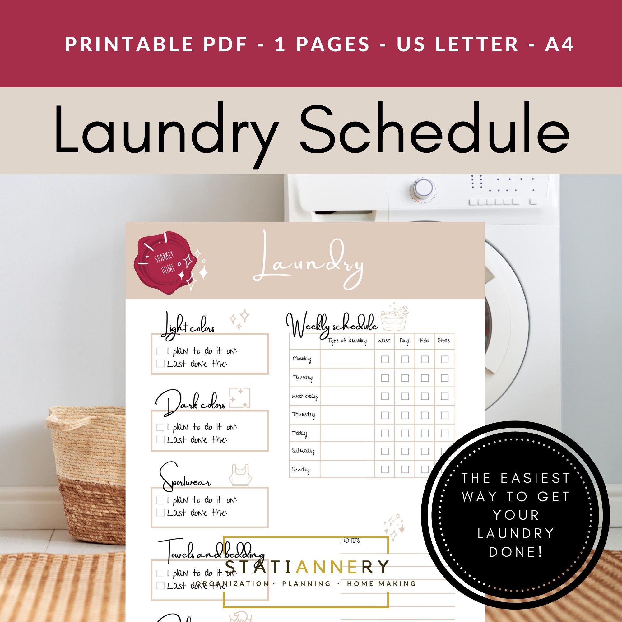 Laundry Schedule, Cleaning Routine, Laundry Routine, Laundry Guide ...