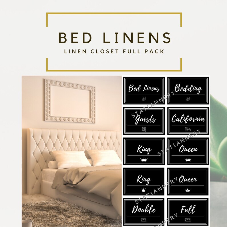Linen Closet Labels, Linen Closet Organization, Gift for Mom, Bed ...