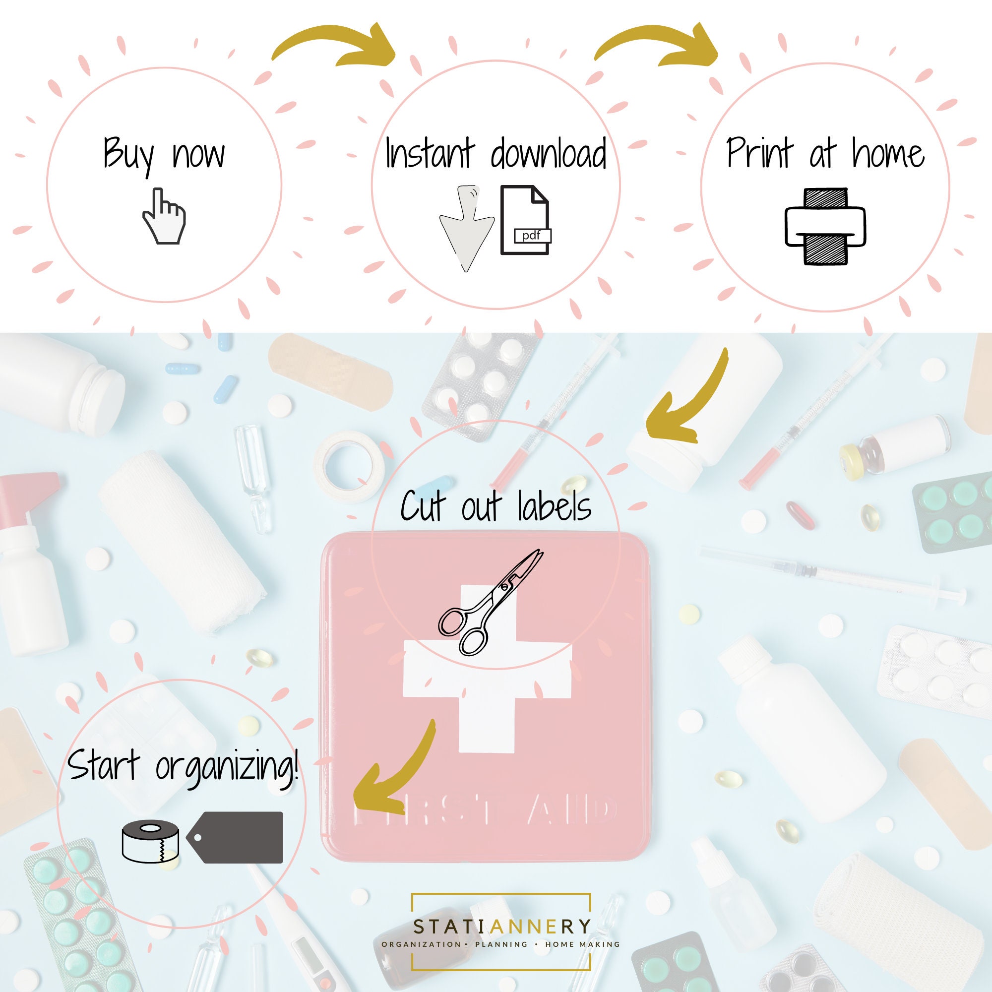 Printable Medicine Cabinet Labels, First Aid Organizer (PDF) - Etsy