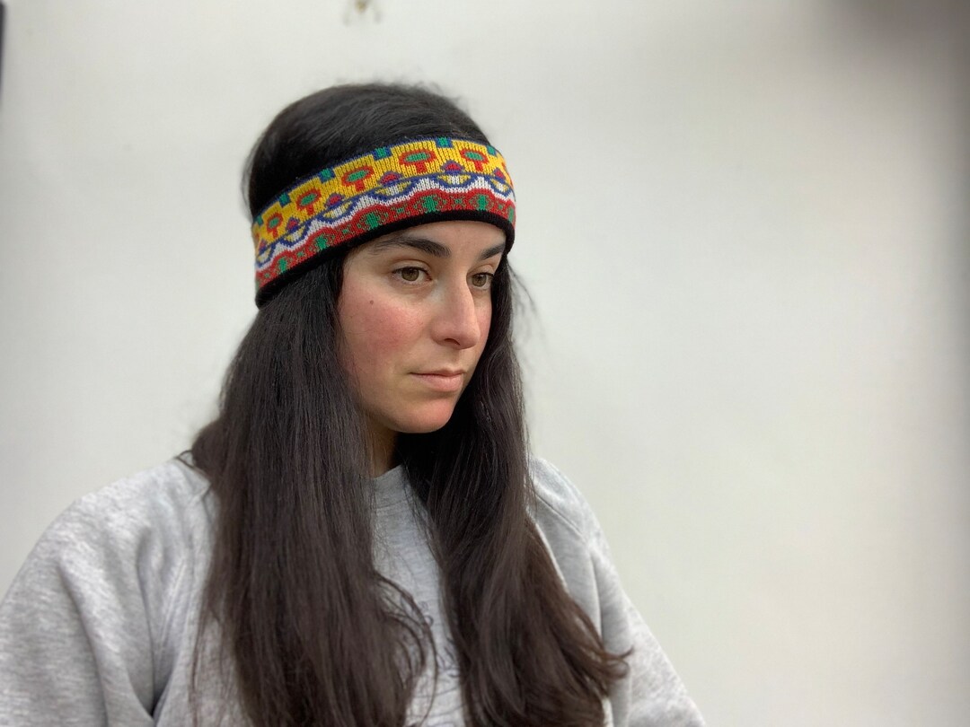 80s Vintage Ski Headband M/L Blue Multicoloured Wool Hair Band Unisex ...