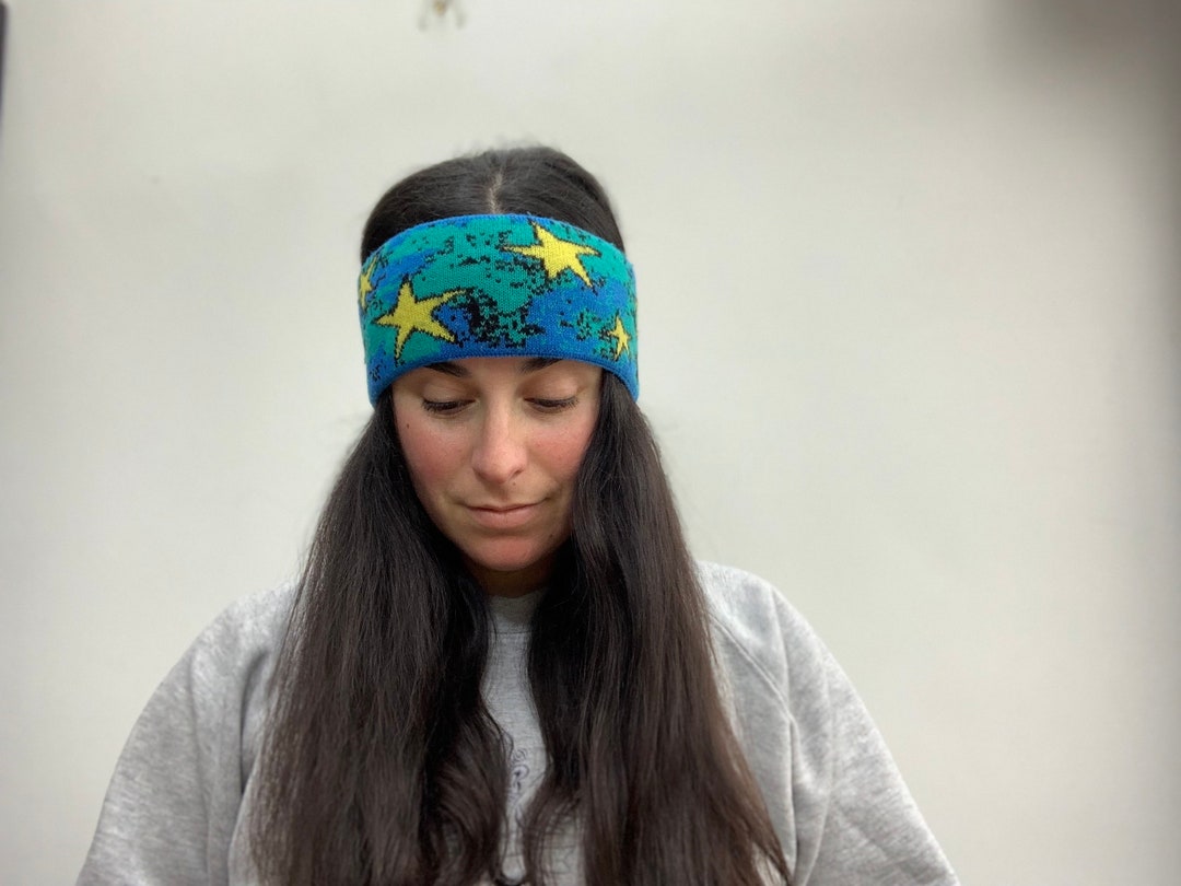 Penta 80s Vintage Ski Headband M/L Blue Multicoloured Wool Hair Band ...