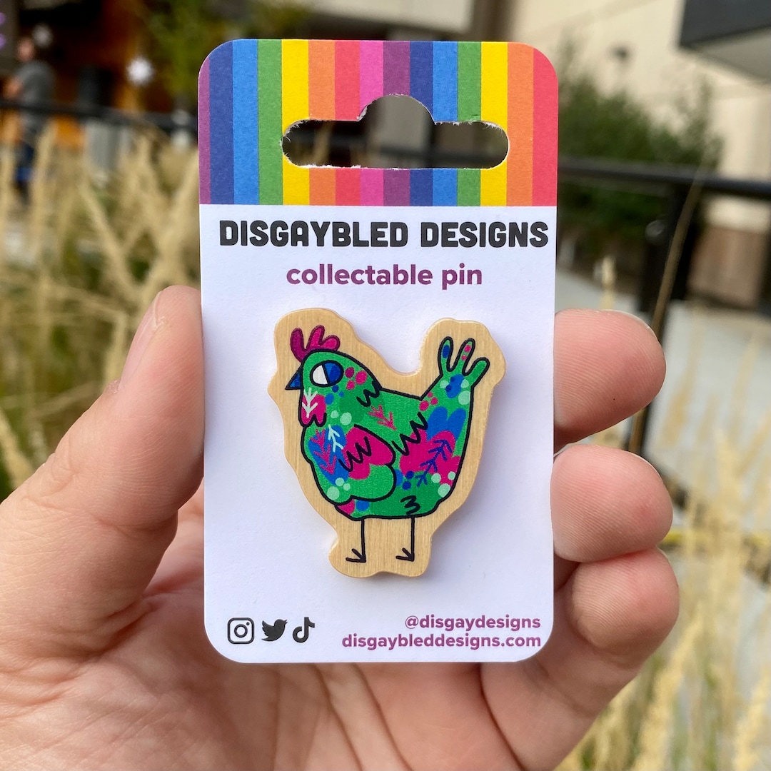 Polysexual Chicken / Subtle LGBTQ Pride Poultry Wooden Pin - Etsy