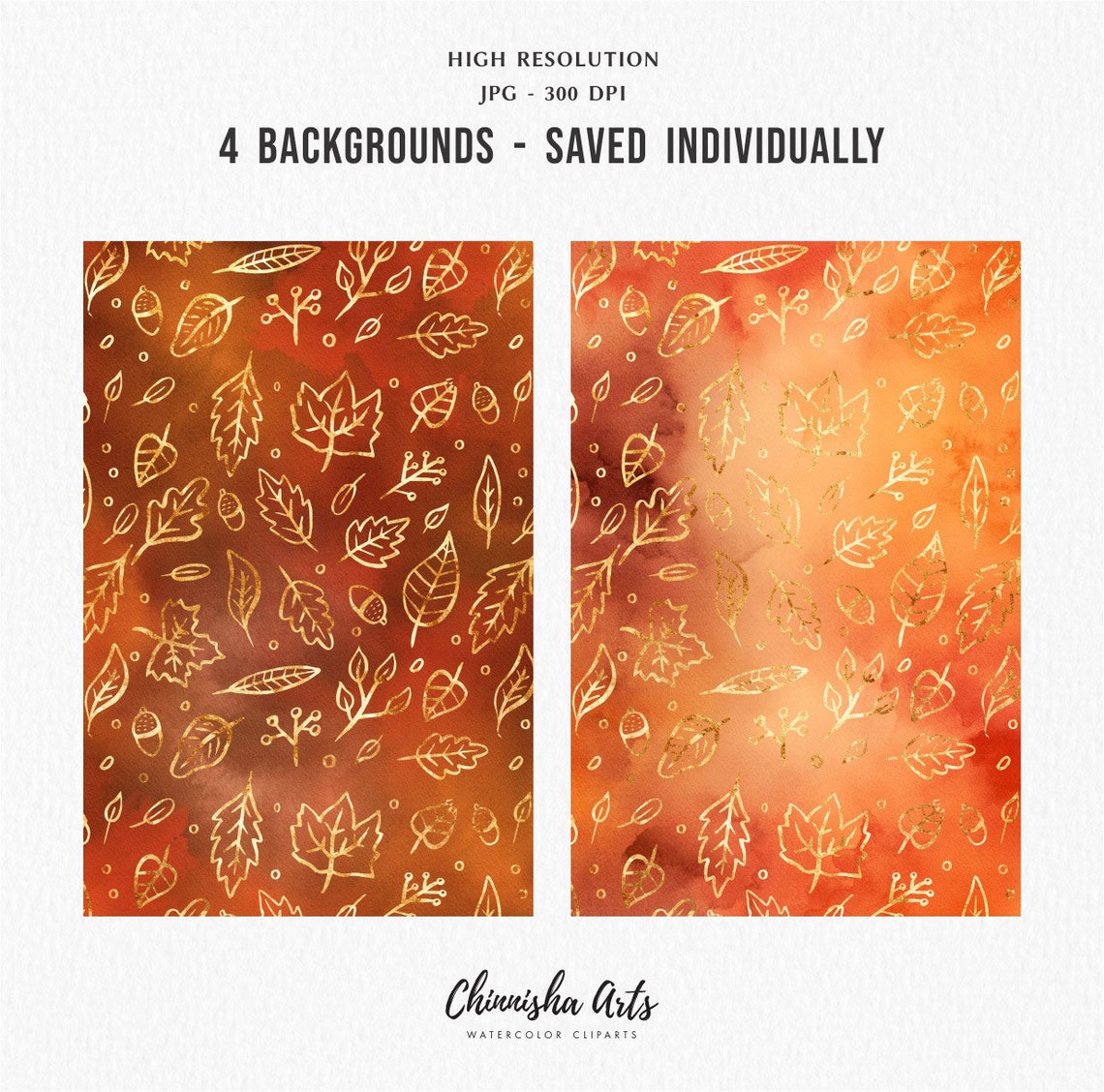 Watercolor Autumn Leaves Digital Paper Pack Free Commercial | Etsy