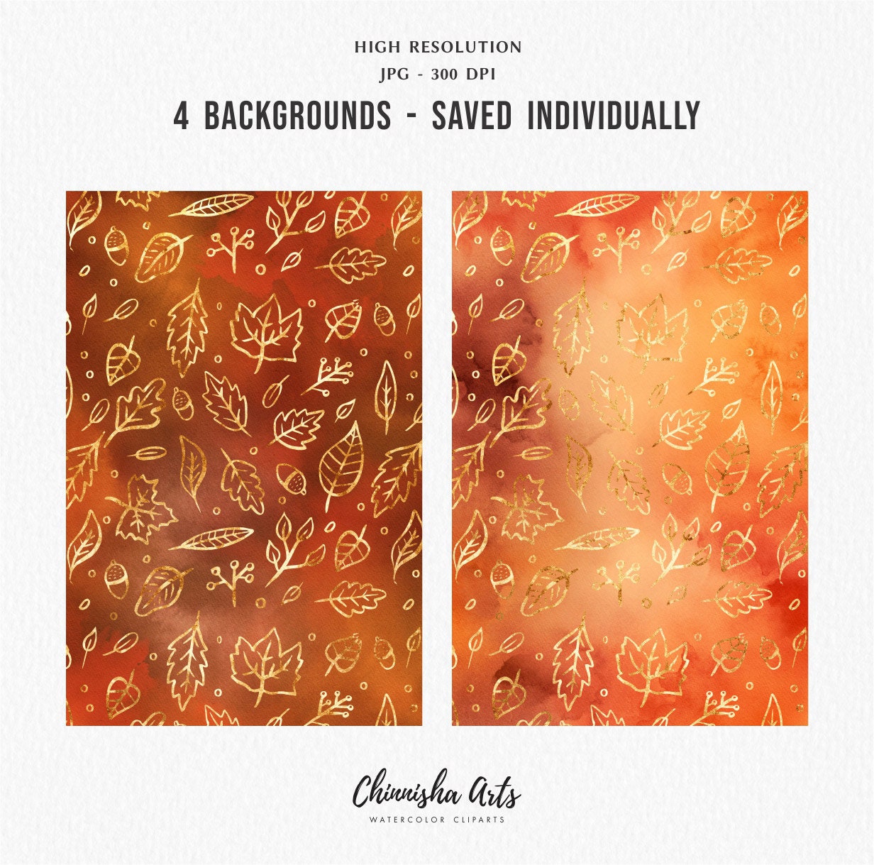 Watercolor Autumn Leaves Digital Paper Pack Free Commercial - Etsy