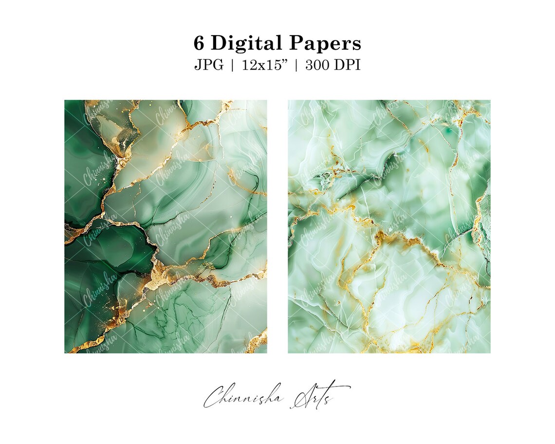 Sage Green Marble Digital Paper, Alcohol Ink Background, Printable ...