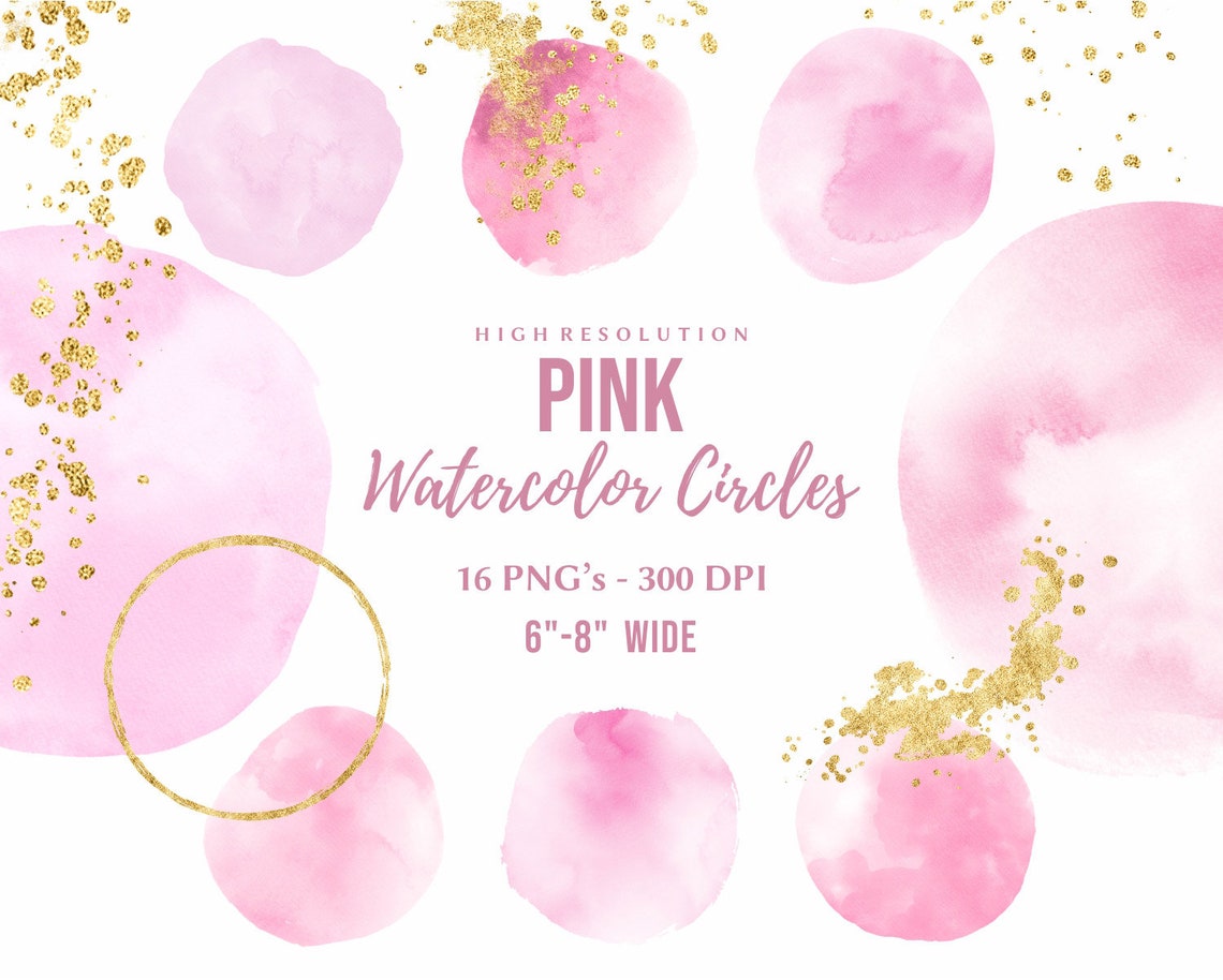 Pink Watercolor Circles Clipart Watercolour Circles for Logo - Etsy