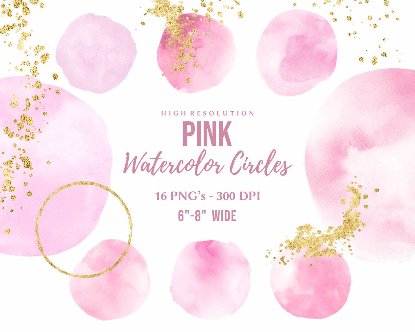 Pink Watercolor Circles Clipart Watercolour Circles for Logo - Etsy