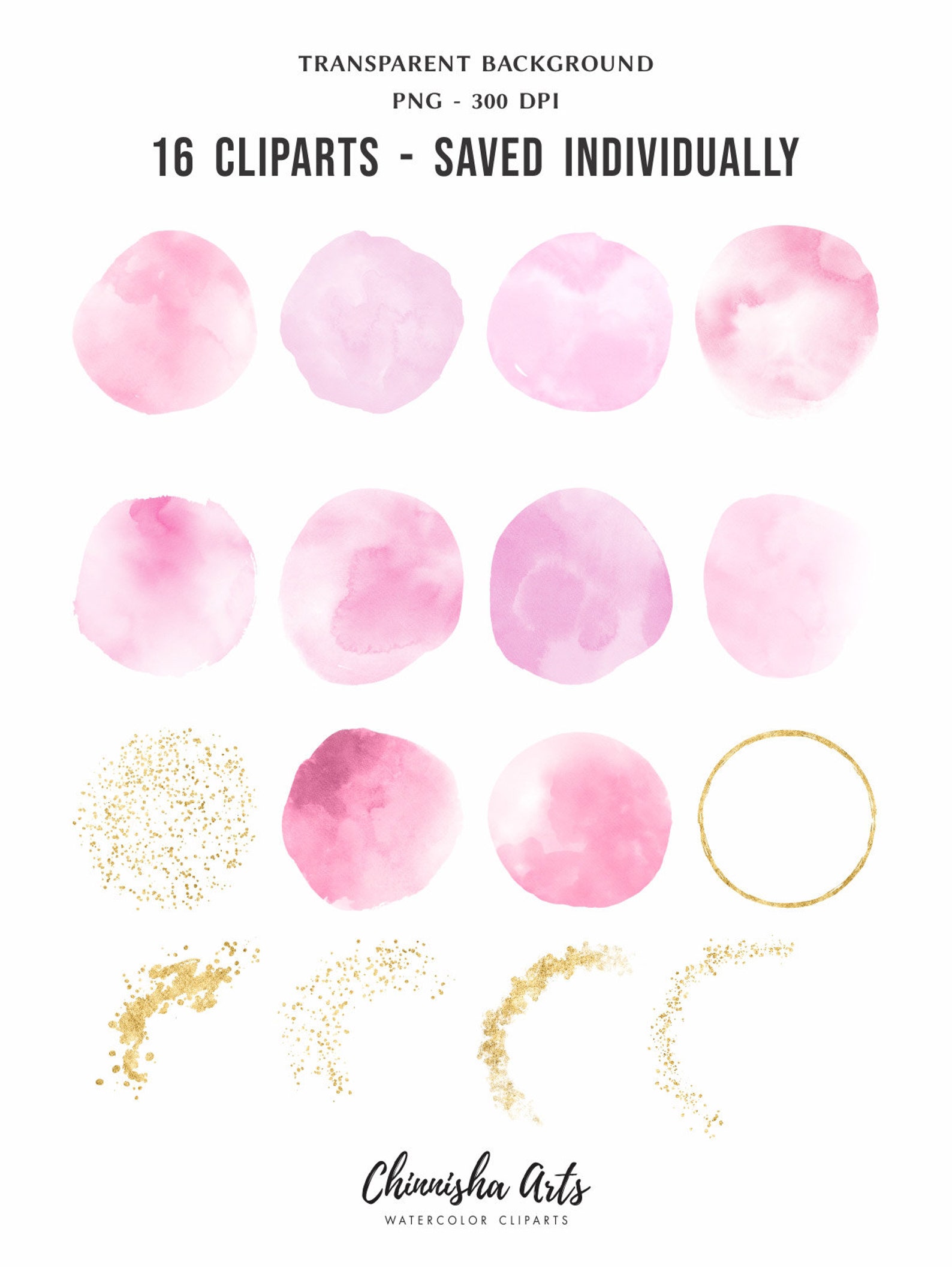 Pink Watercolor Circles Clipart Watercolour Circles for Logo - Etsy