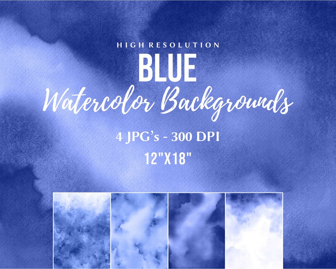 Watercolor Blue Digital Papers, Royal Blue Digital Backgrounds, Blue ...