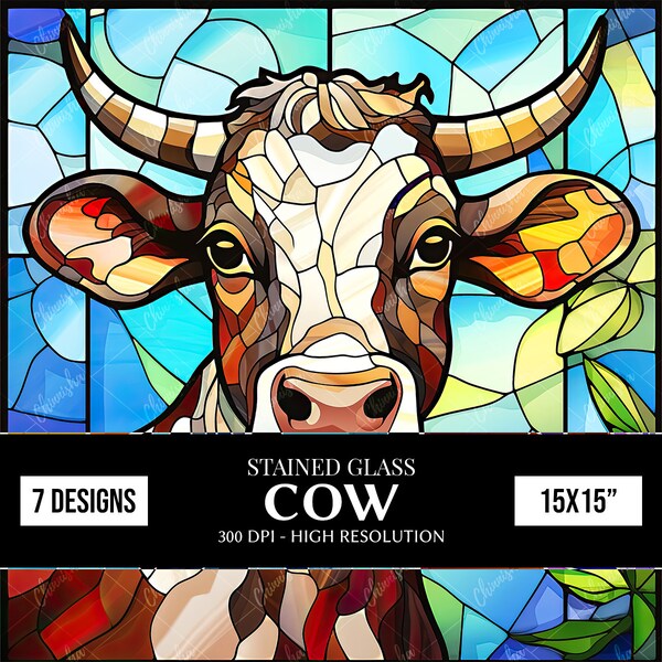 Stained Glass Cow - Etsy