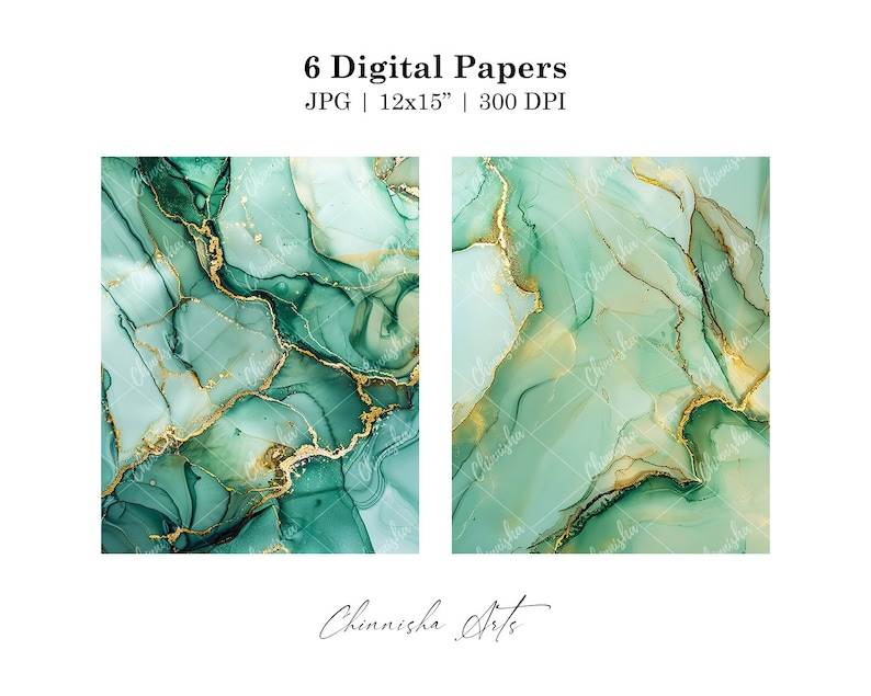 Sage Green Marble Digital Paper, Alcohol Ink Background, Printable ...