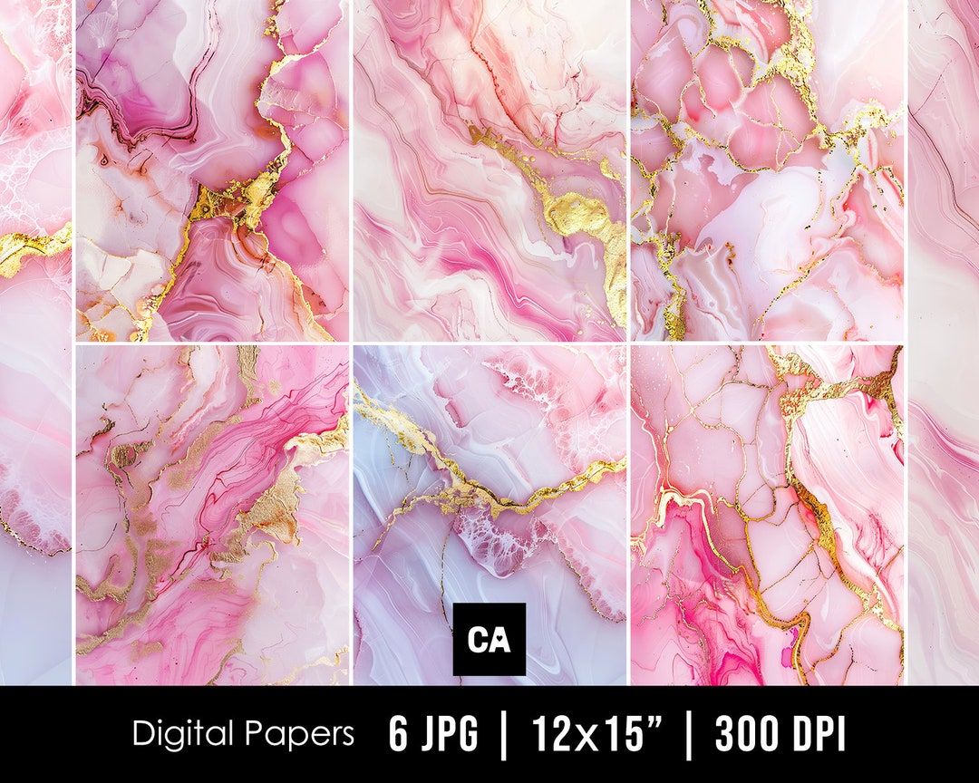 Pastel Pink Marble Digital Paper, Alcohol Ink Background, Printable ...