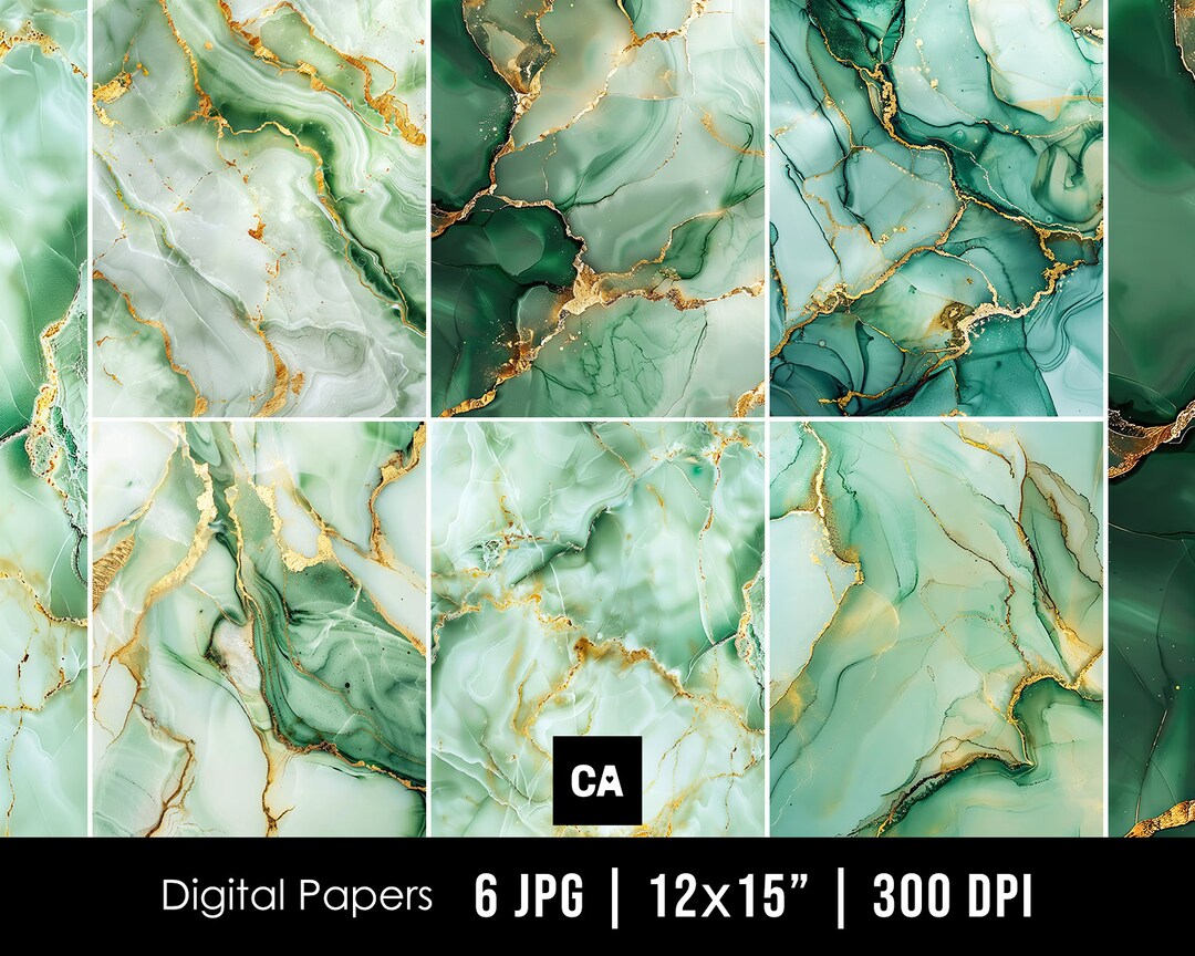 Sage Green Marble Digital Paper, Alcohol Ink Background, Printable ...