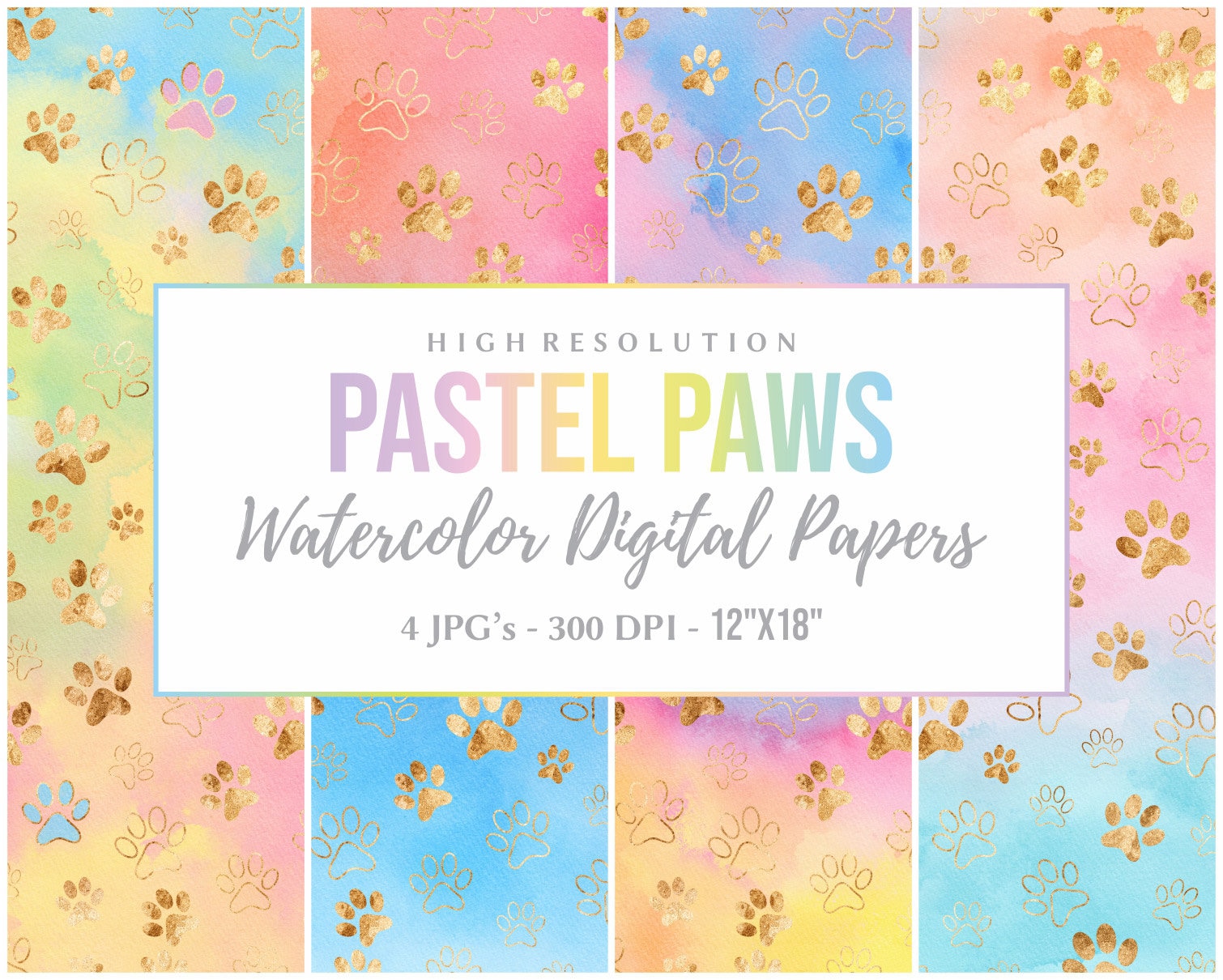 Pastel Paws Digital Paper Pack Free Commercial Use - Etsy UK