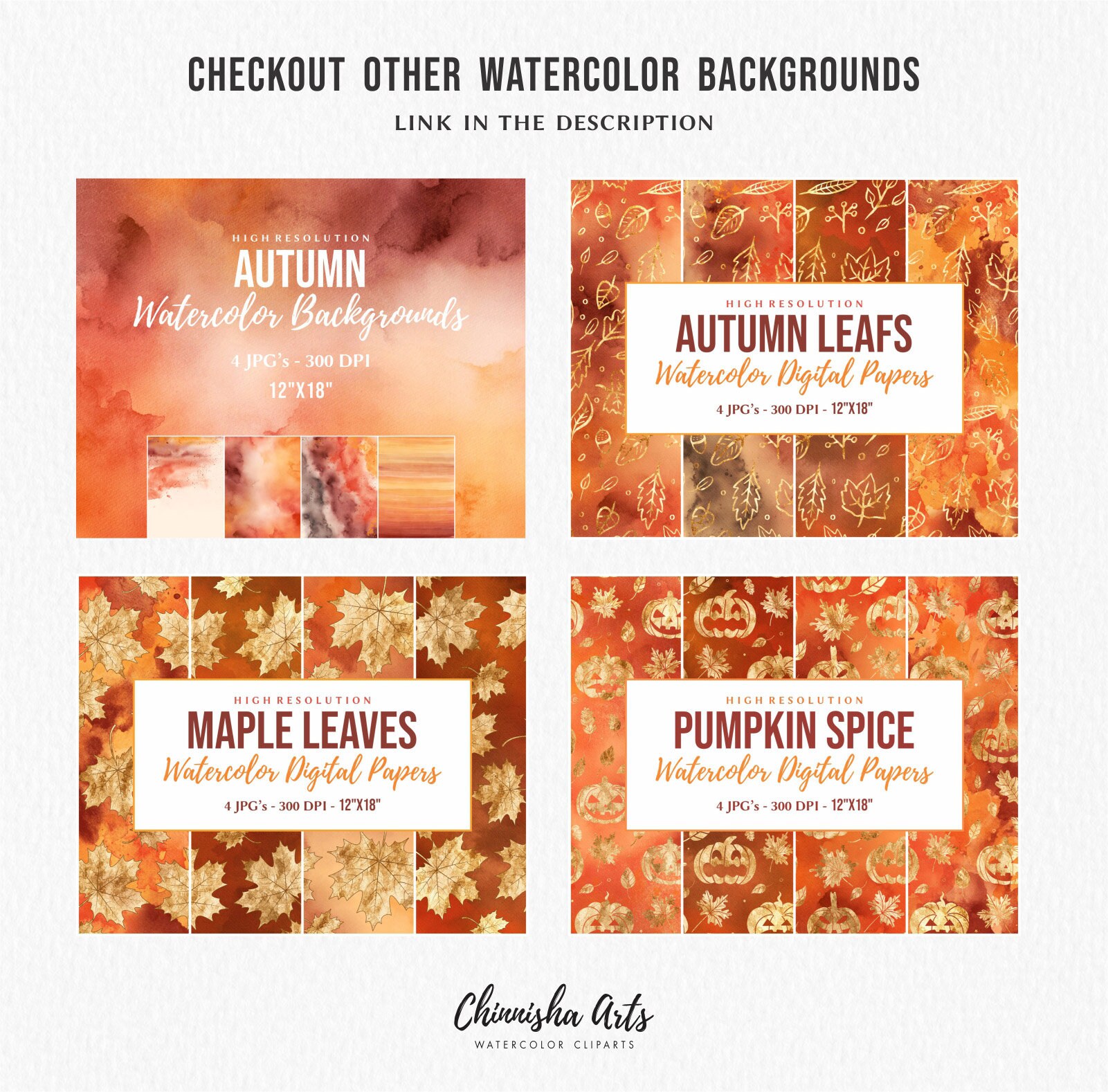 Watercolor Autumn Leaves Digital Paper Pack Free Commercial - Etsy