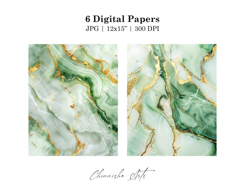 Sage Green Marble Digital Paper, Alcohol Ink Background, Printable ...