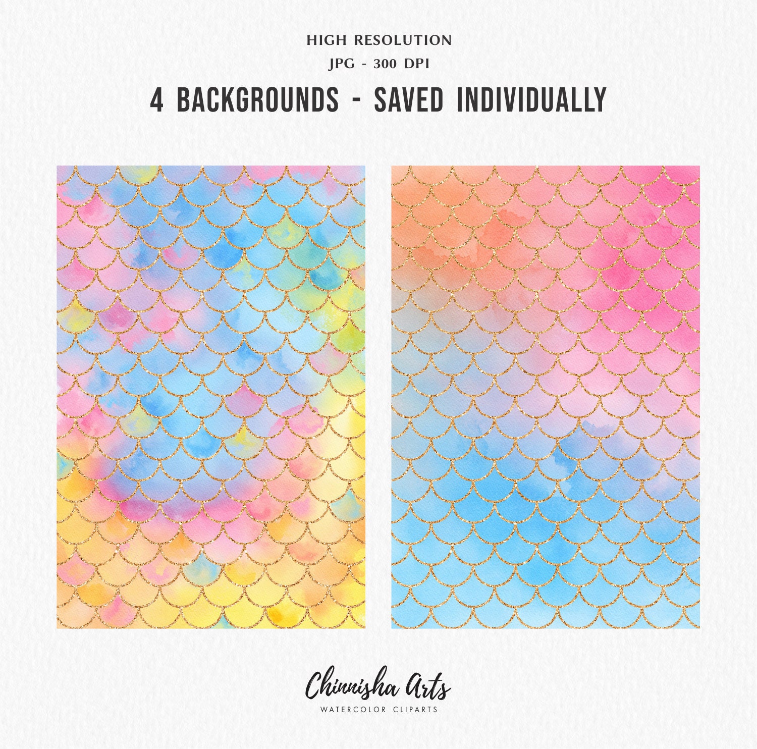 Watercolor Pastel Mermaid Digital Paper Free Commercial Use - Etsy