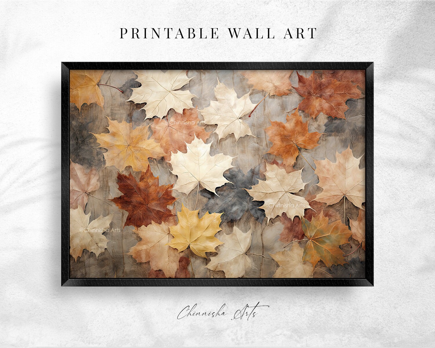 Printable Wall Art Fall, Autumn Leaves Print, Vintage Maple Leafs Wall ...