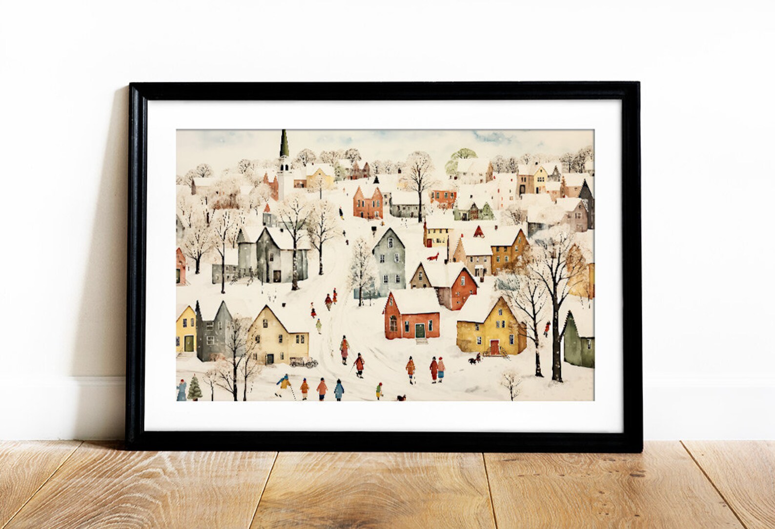 Vintage Winter Village Painting, Winter Scenes, Printable Winter ...