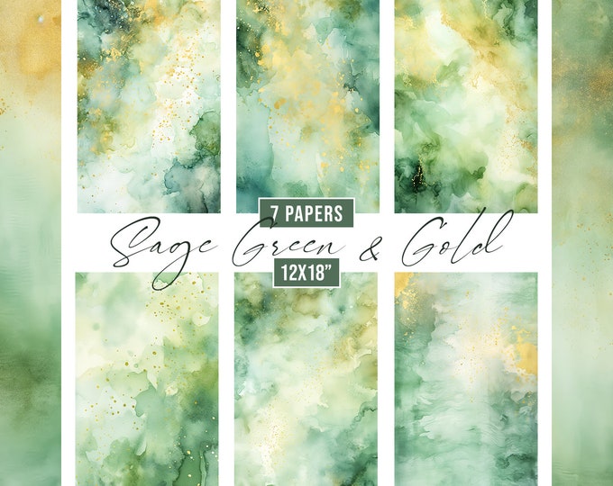 Calming Sage Watercolor Floral Frame Digital Paper Pack, Soft Sage ...