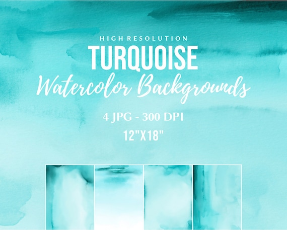 Turquoise Watercolor Digital Papers Free Commercial Use Teal | Etsy