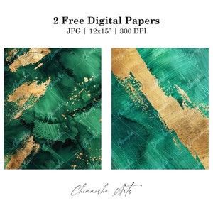 Emerald Green Watercolor Digital Papers, Green Gold Backgrounds ...