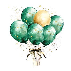 Watercolor Green Balloons Clipart, 8 Jpgs, Commercial Use, Emerald and ...