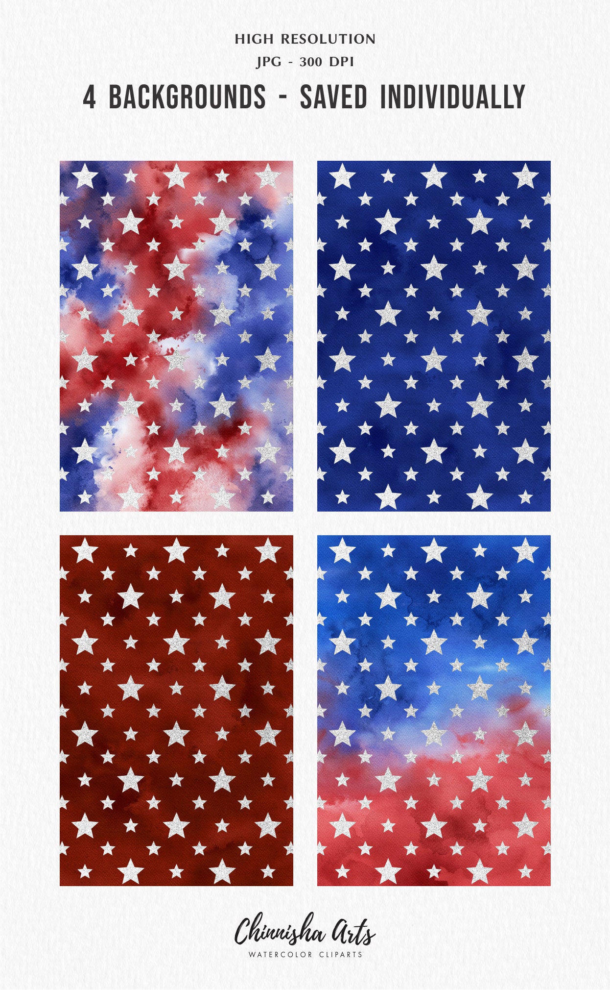 Watercolor Patriotic Digital Paper Pack Free Commercial Use - Etsy