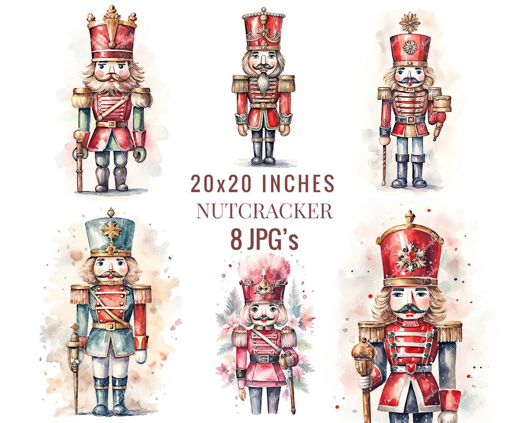 Watercolor Nutcracker Clipart, 8 Jpgs, Commercial Use, Christmas ...