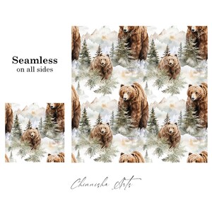 Watercolor Brown Bear Digital Paper Woodland Seamless - Etsy